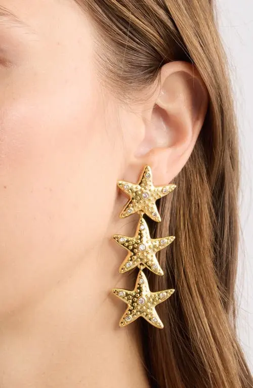 FRASIER STERLING Plated Starfish Drop Earrings With Cubic Zirconia