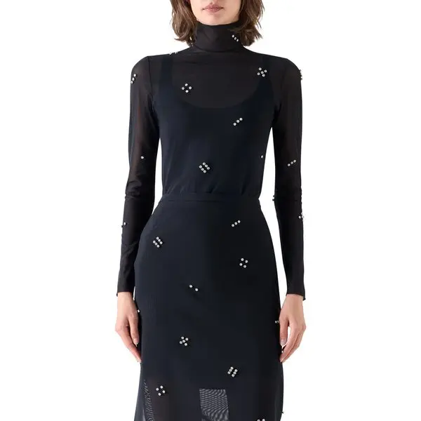 Akris Diamond Dice Mesh Top - Black