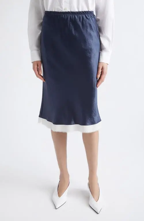 Maria Mcmanus Bias Ribbon Midi Skirt - Navy