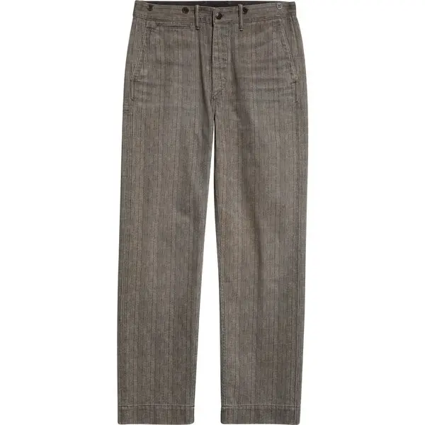 Double Rl Stanton Stripe Cotton Twill Chinos - Grey Herringbone