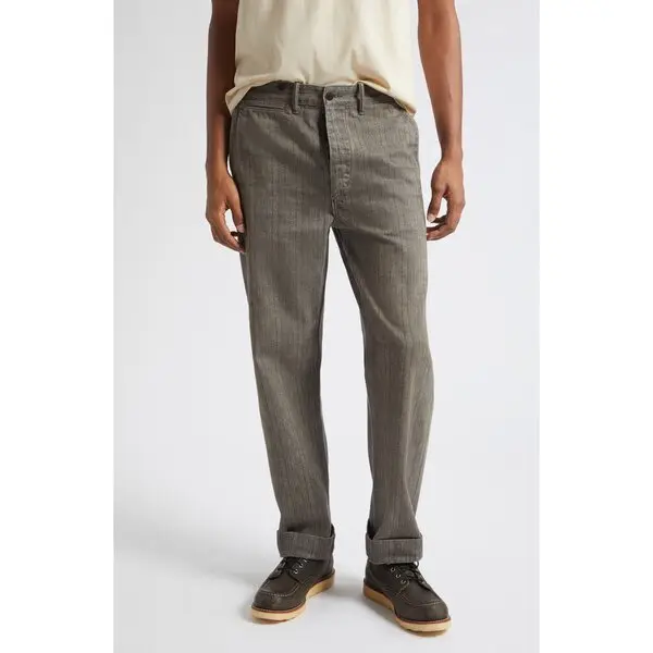 Double Rl Stanton Stripe Cotton Twill Chinos - Grey Herringbone