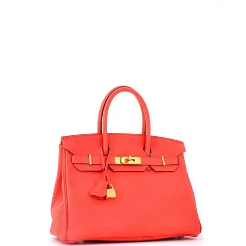 Hermès Birkin Handbag Clemence With Gold Hardware 30 - Red
