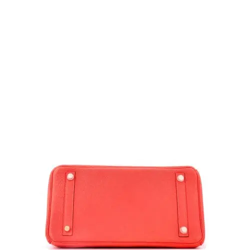 Hermès Birkin Handbag Clemence With Gold Hardware 30 - Red