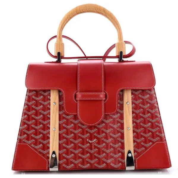 Goyard Saigon Top Handle Bag Coated Canvas With Leather Mm - Red