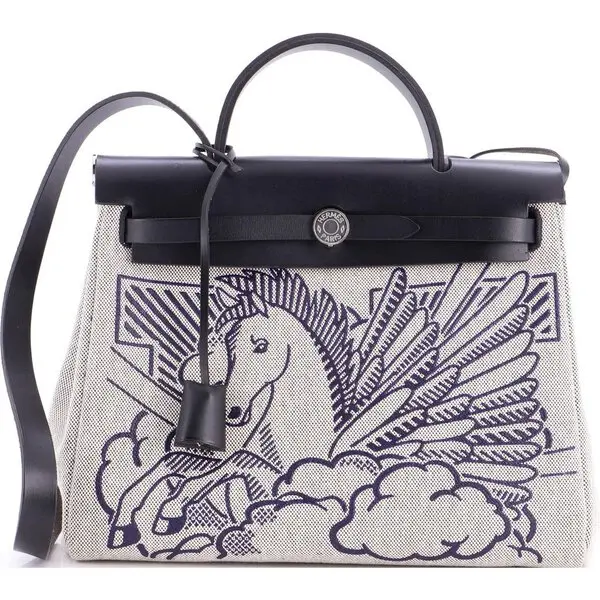 Hermès Herbag Zip Pegase Pop Toile And Leather 31 - Black