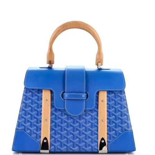 Goyard Saigon Top Handle Bag Coated Canvas With Leather Mm - Blue