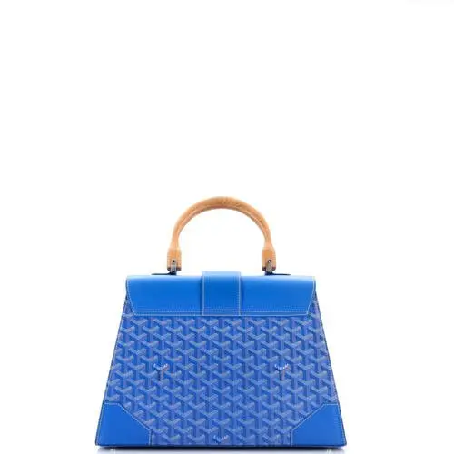 Goyard Saigon Top Handle Bag Coated Canvas With Leather Mm - Blue