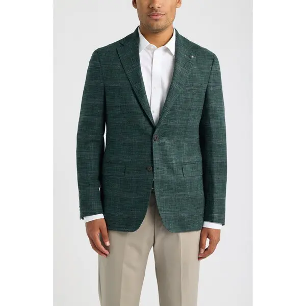JACK VICTOR Midland Windowpane Sport Coat - Forest Green