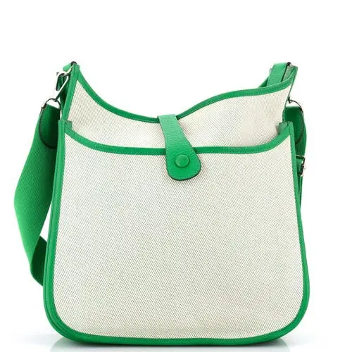 Hermès Evelyne Bag Gen Iii Toile And Leather Gm - Green