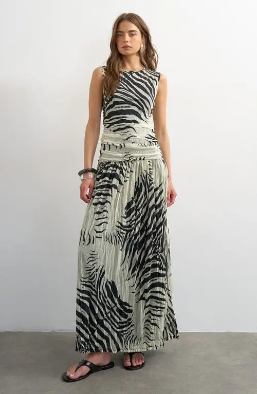 Topshop Zebra Print Drop Waist Maxi Dress - White