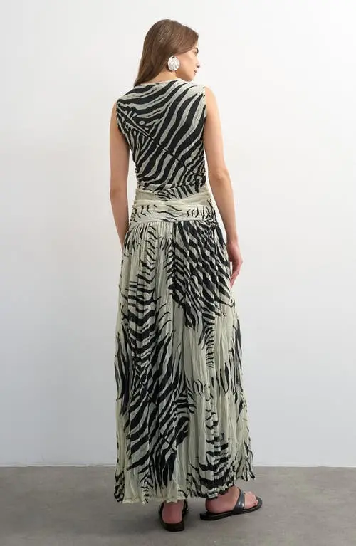 Topshop Zebra Print Drop Waist Maxi Dress