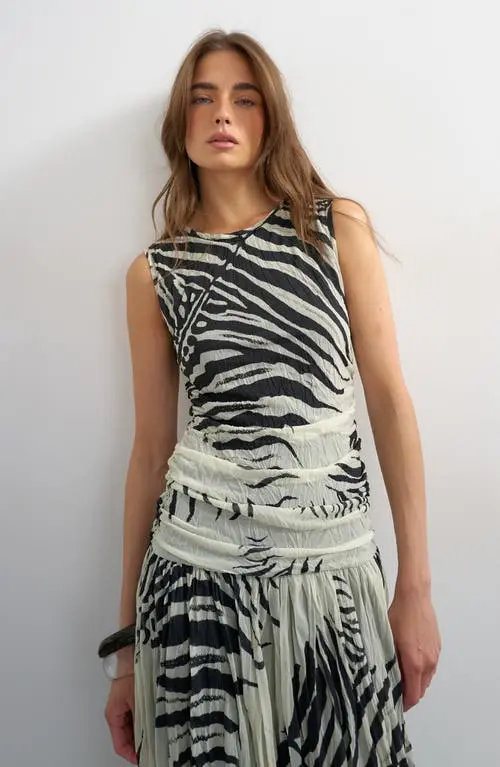 Topshop Zebra Print Drop Waist Maxi Dress