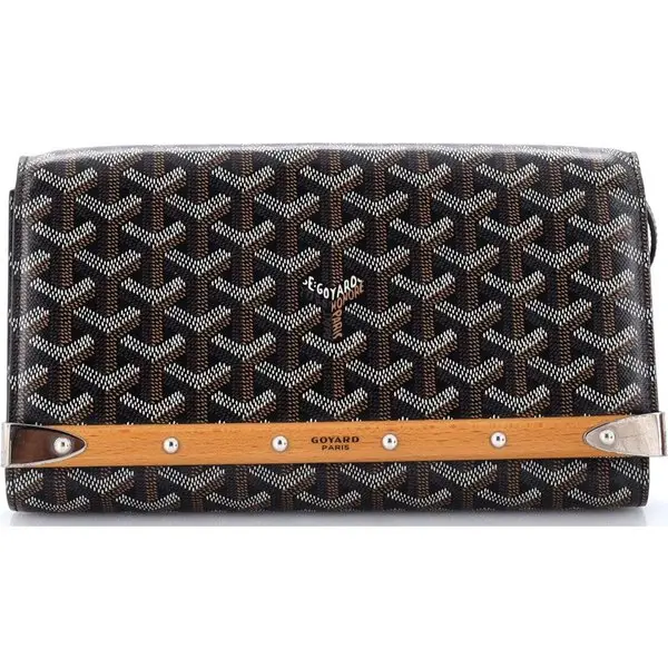 Goyard Monte Carlo Clutch With Strap Coated Canvas Pm - Black