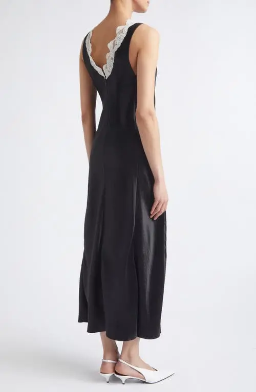Maria Mcmanus Lace Trim Satin Maxi Dress