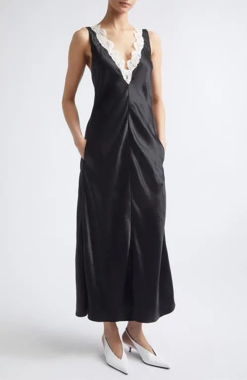 Maria Mcmanus Lace Trim Satin Maxi Dress