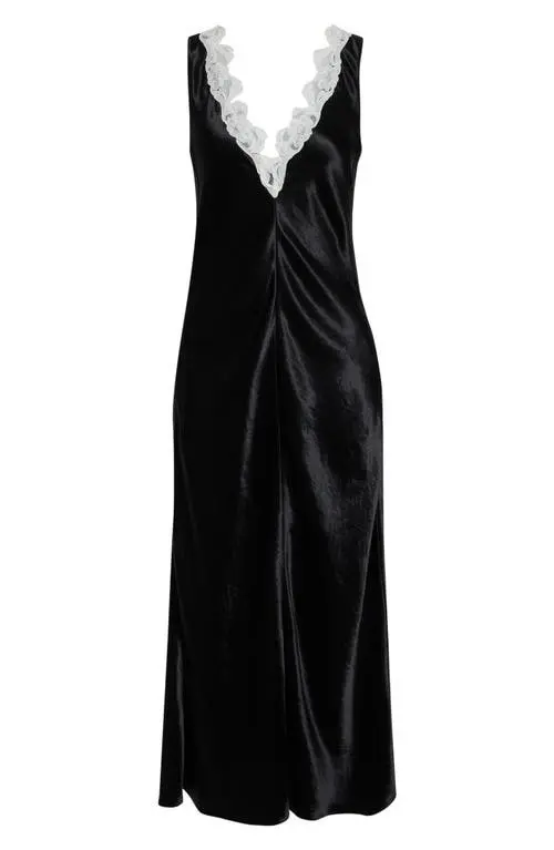 Maria Mcmanus Lace Trim Satin Maxi Dress