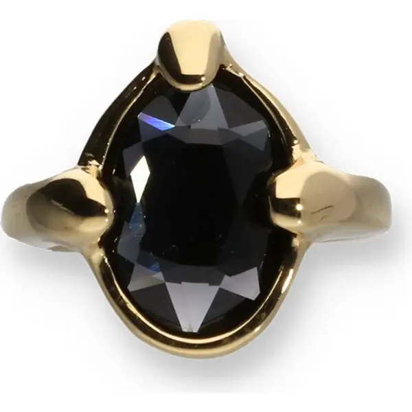 UNODE50 18k -plated Ring With Black Faceted Crystal - Gold