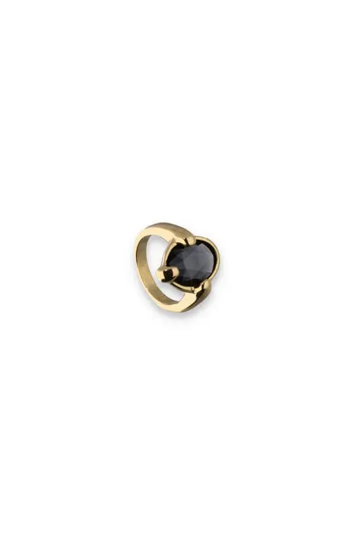 UNODE50 18k -plated Ring With Black Faceted Crystal