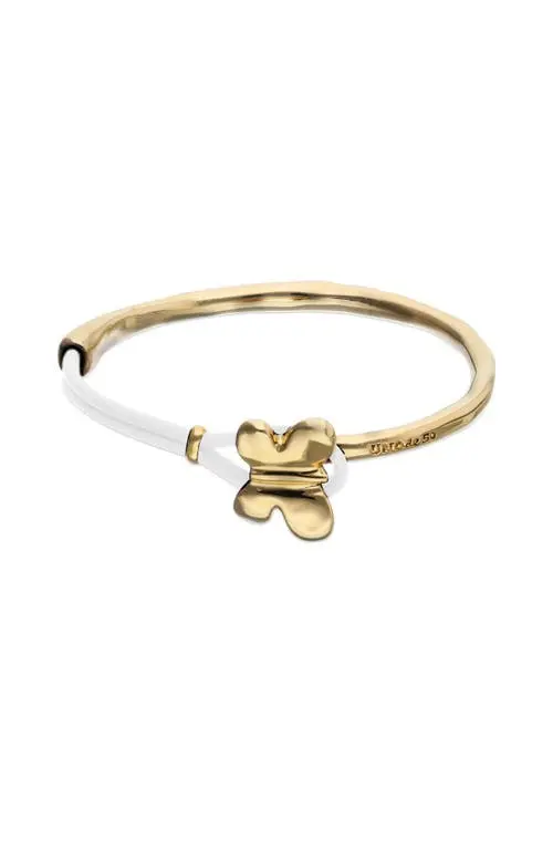 UNODE50 Leather Bracelet With Gold-tone Butterfly - Cream