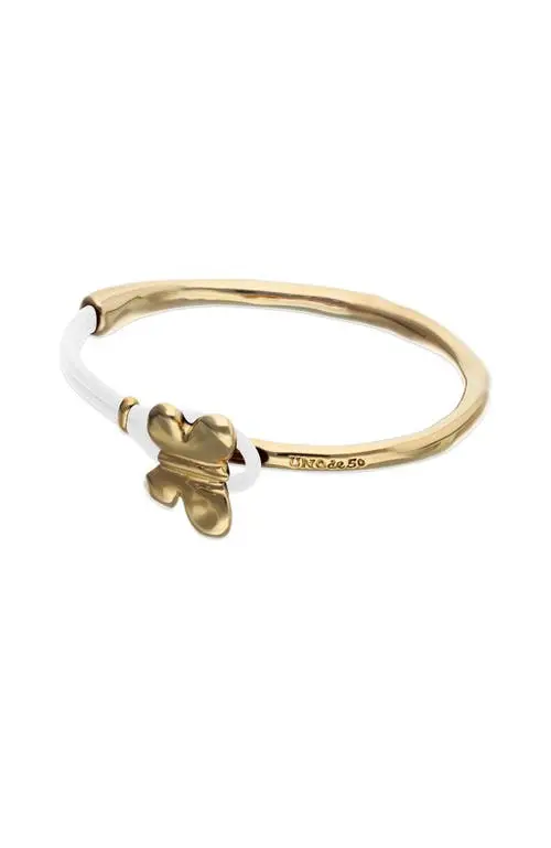 UNODE50 Leather Bracelet With Gold-tone Butterfly