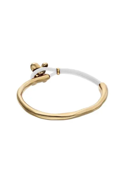 UNODE50 Leather Bracelet With Gold-tone Butterfly