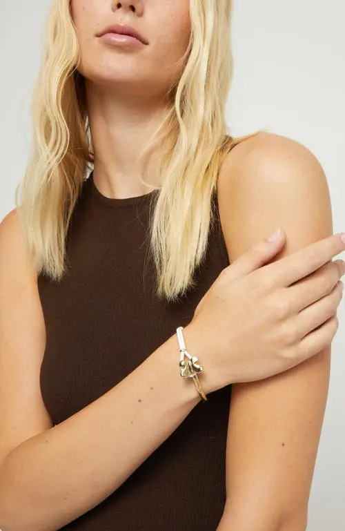 UNODE50 Leather Bracelet With Gold-tone Butterfly