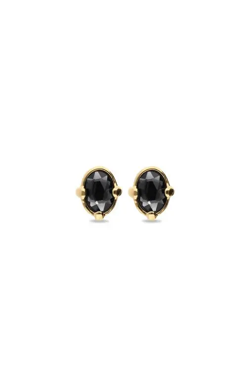 UNODE50 18k -plated Earrings With Black Faceted Crystal - Gold
