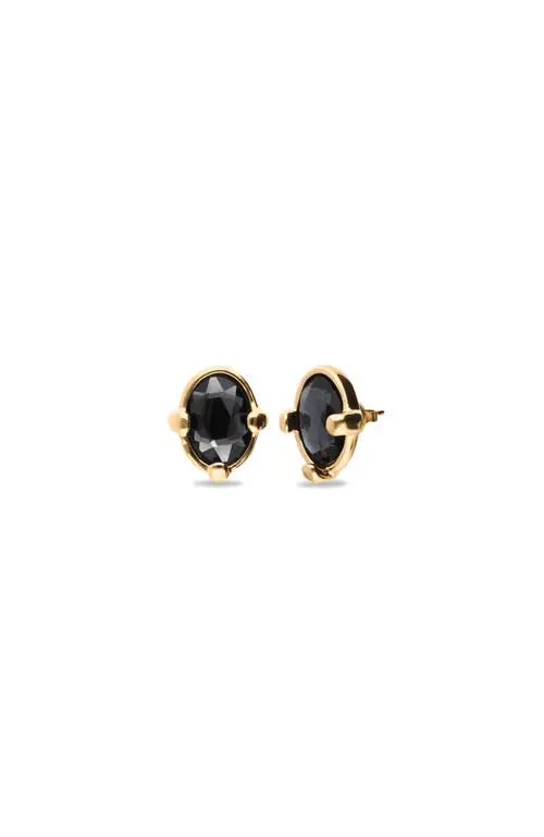 UNODE50 18k -plated Earrings With Black Faceted Crystal