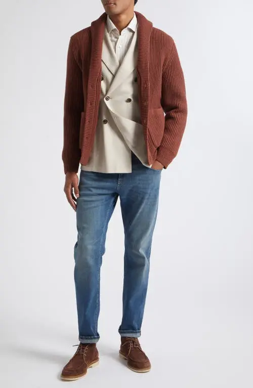 Eleventy Shawl Collar Ribbed Wool Cardigan