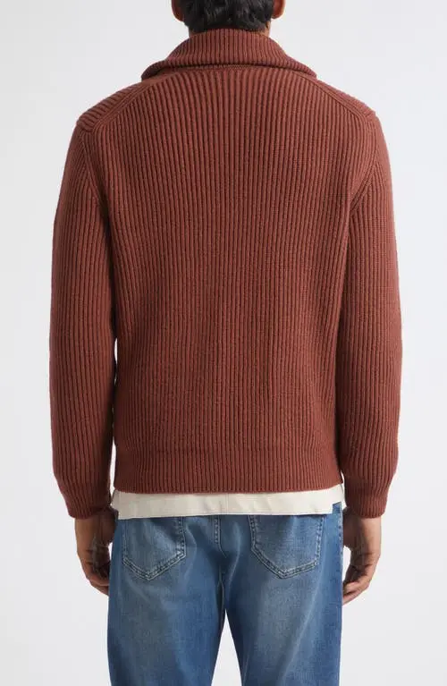 Eleventy Shawl Collar Ribbed Wool Cardigan