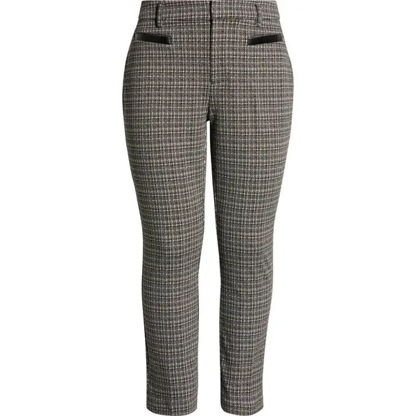 LIVERPOOL Faux Leather Trim Pants - Black Tan Checkered