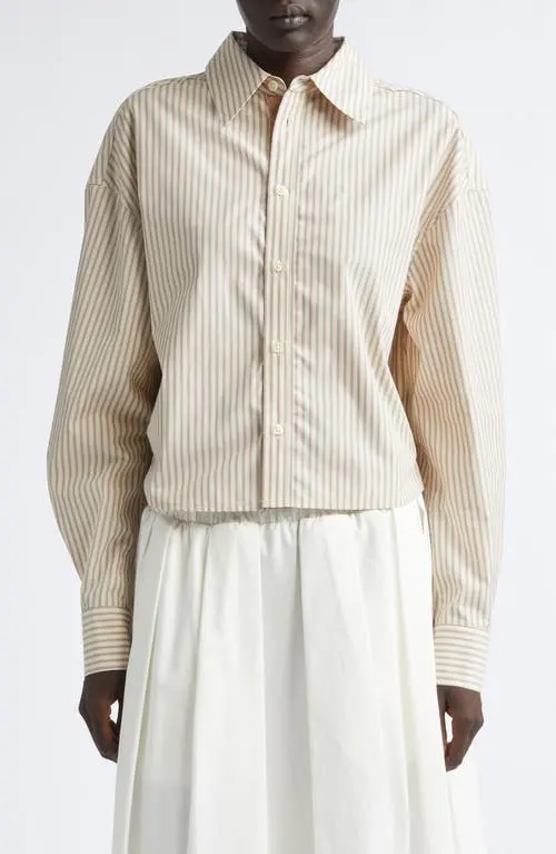 KALLMEYER Tegan Stripe Cotton Poplin Button-up Shirt - Currant