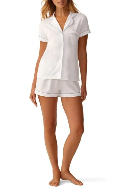PETITE PLUME Pima Cotton Short Pajamas - White