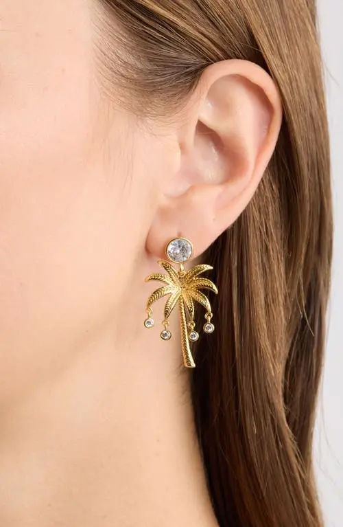 FRASIER STERLING Palm Tree Drop Earrings With Cubic Zirconia