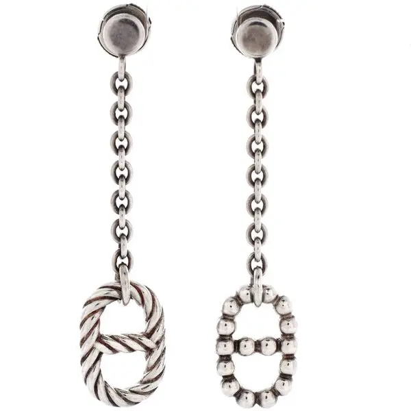 Hermès Chaine D'ancre Alea Ii Dangle Earrings Sterling Silver - Metallic Silver