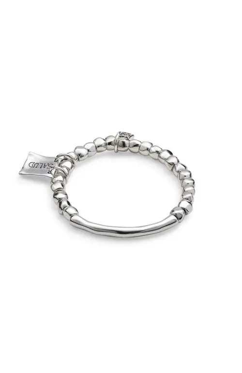 UNODE50 Plated Bead Bracelet With Charm - Silver