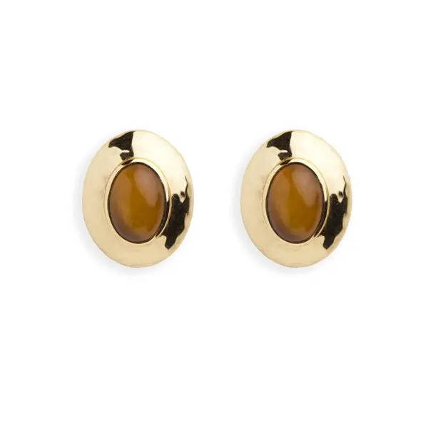 Argento Vivo Terra Studs — Tiger's Eye - Gold