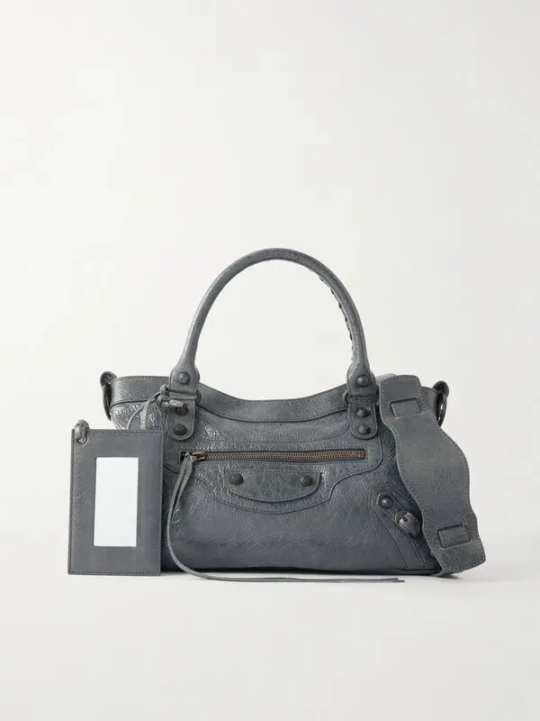 Balenciaga Le City Crinkled-leather Shoulder Bag