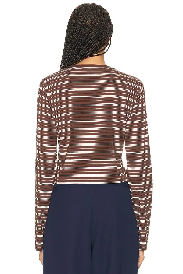 HELSA The Rib Long Sleeve Tee In Stripe