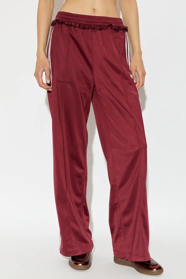 ADIDAS ORIGINALS Wide-leg Sweatpants With Ruffle Detail - Burgundy