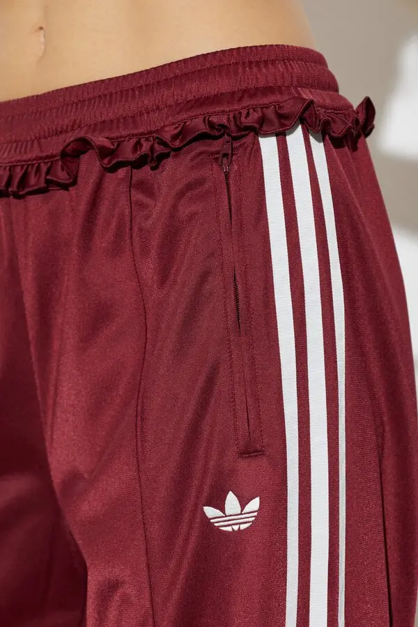 ADIDAS ORIGINALS Wide-leg Sweatpants With Ruffle Detail - Burgundy