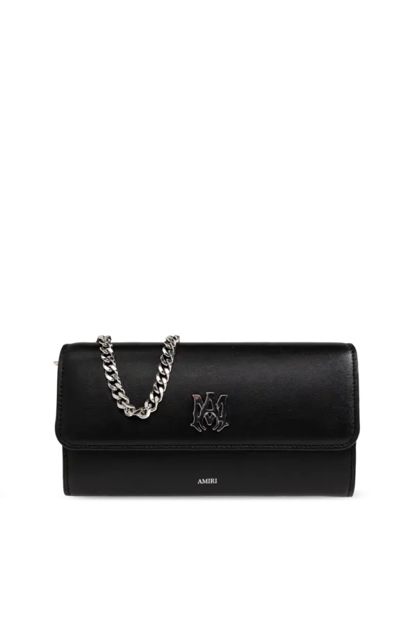 Amiri Leather Wallet On A Chain - Black