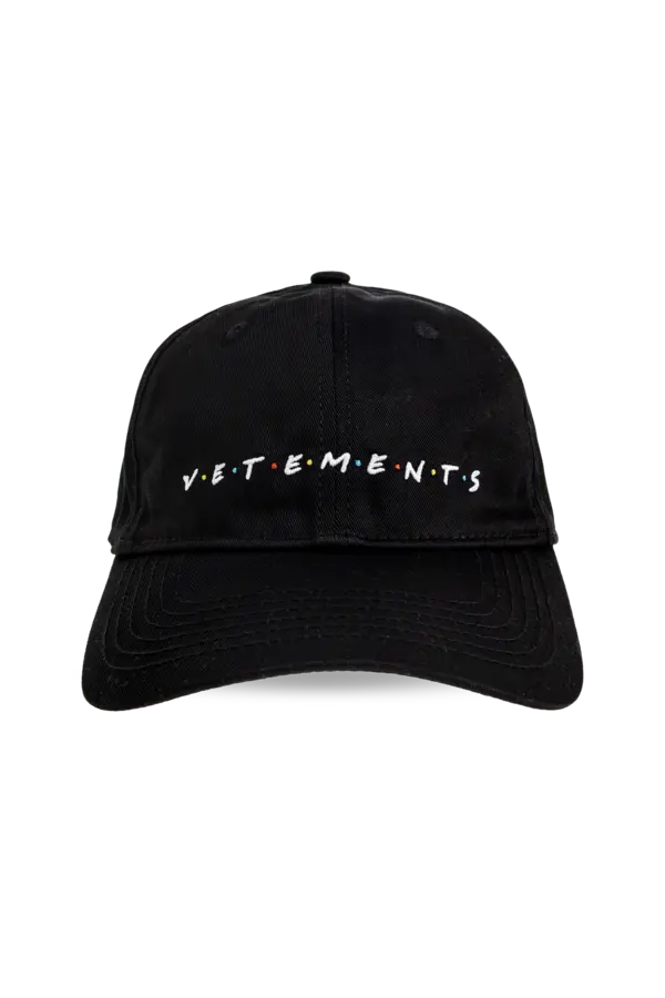 Vetements Embroidered Cotton Baseball Cap - Black