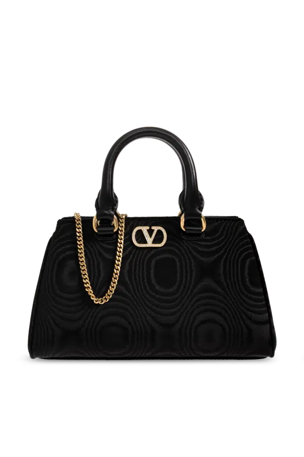 Valentino Garavani Bag With Crystal Embellished Logo - Black