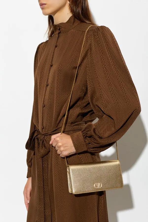 Valentino Garavani Leather Clutch With Crystal Embellished Logo