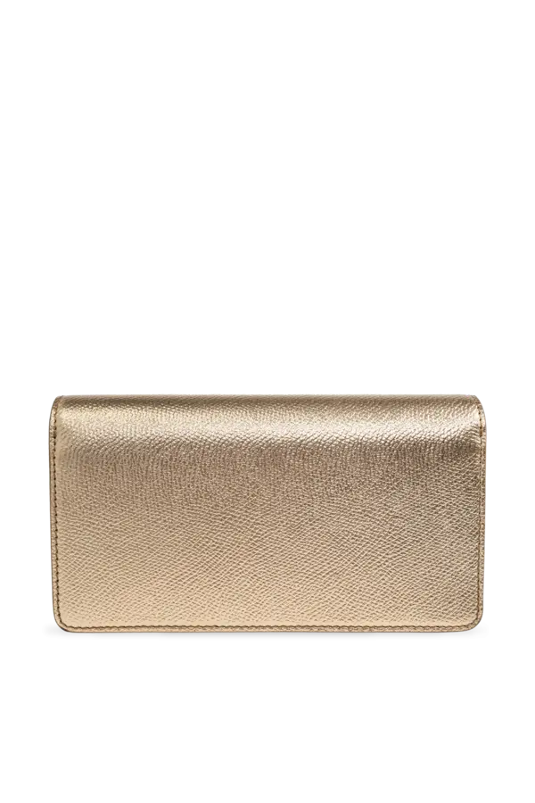 Valentino Garavani Leather Clutch With Crystal Embellished Logo