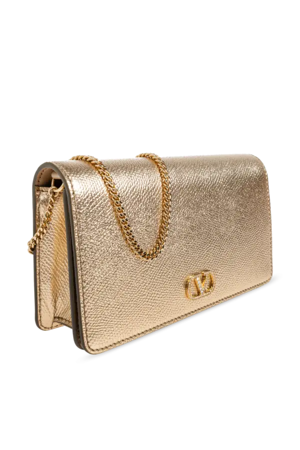 Valentino Garavani Leather Clutch With Crystal Embellished Logo
