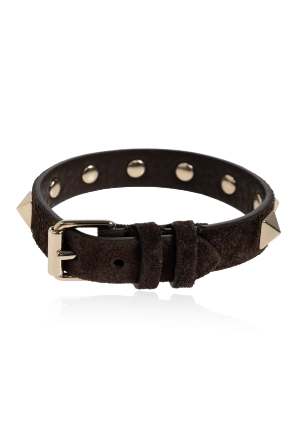 Valentino Garavani Suede Bracelet With Studs - Brown