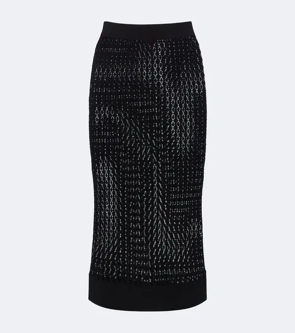 Saint Laurent Pointelle Pencil Skirt - Black