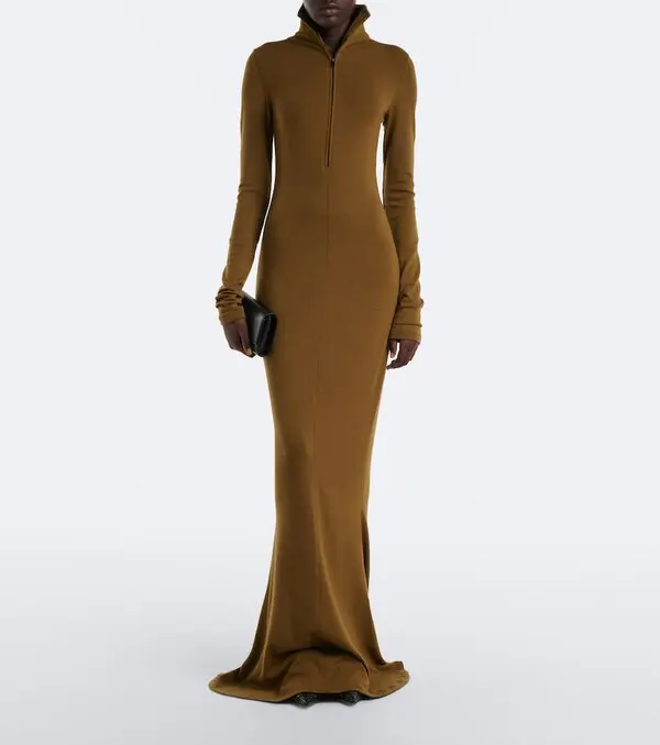 MUGLER Wool-blend Jersey Polo Dress